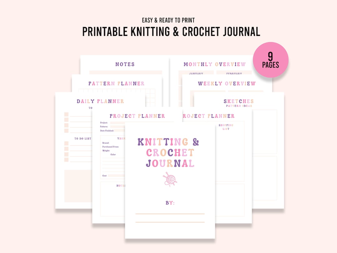 Printable Knitting and Crochet Journals, Project Planner, Printable ...