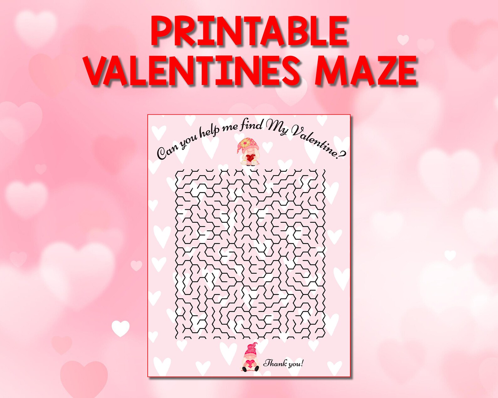 Printable Valentines Maze Game, Kids Valentine's Day Activity ...