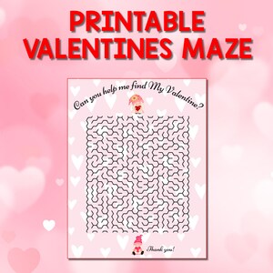 Printable Valentines Maze Game, Kids Valentine's Day Activity ...