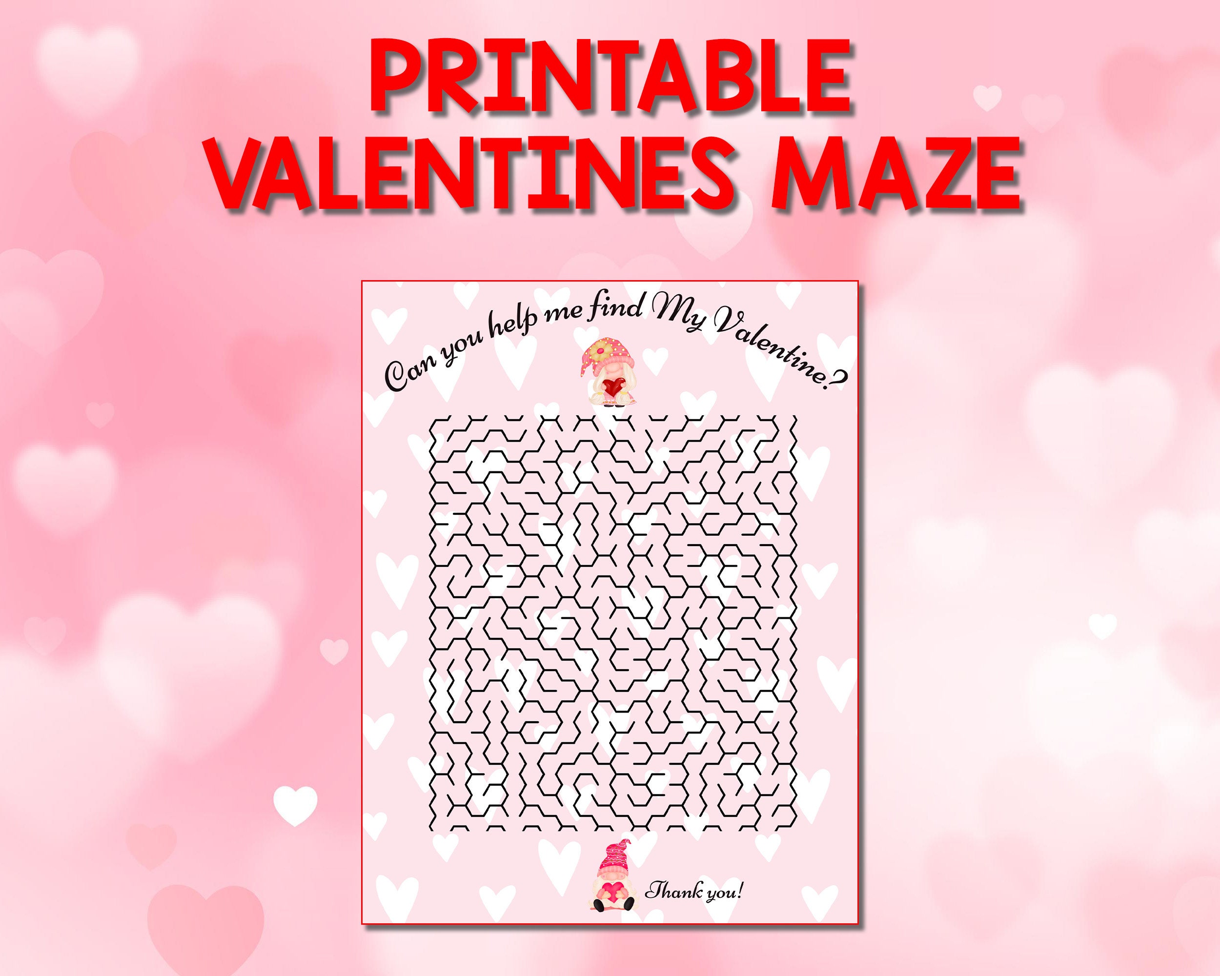 Printable Valentines Maze Game, Kids Valentine's Day Activity ...
