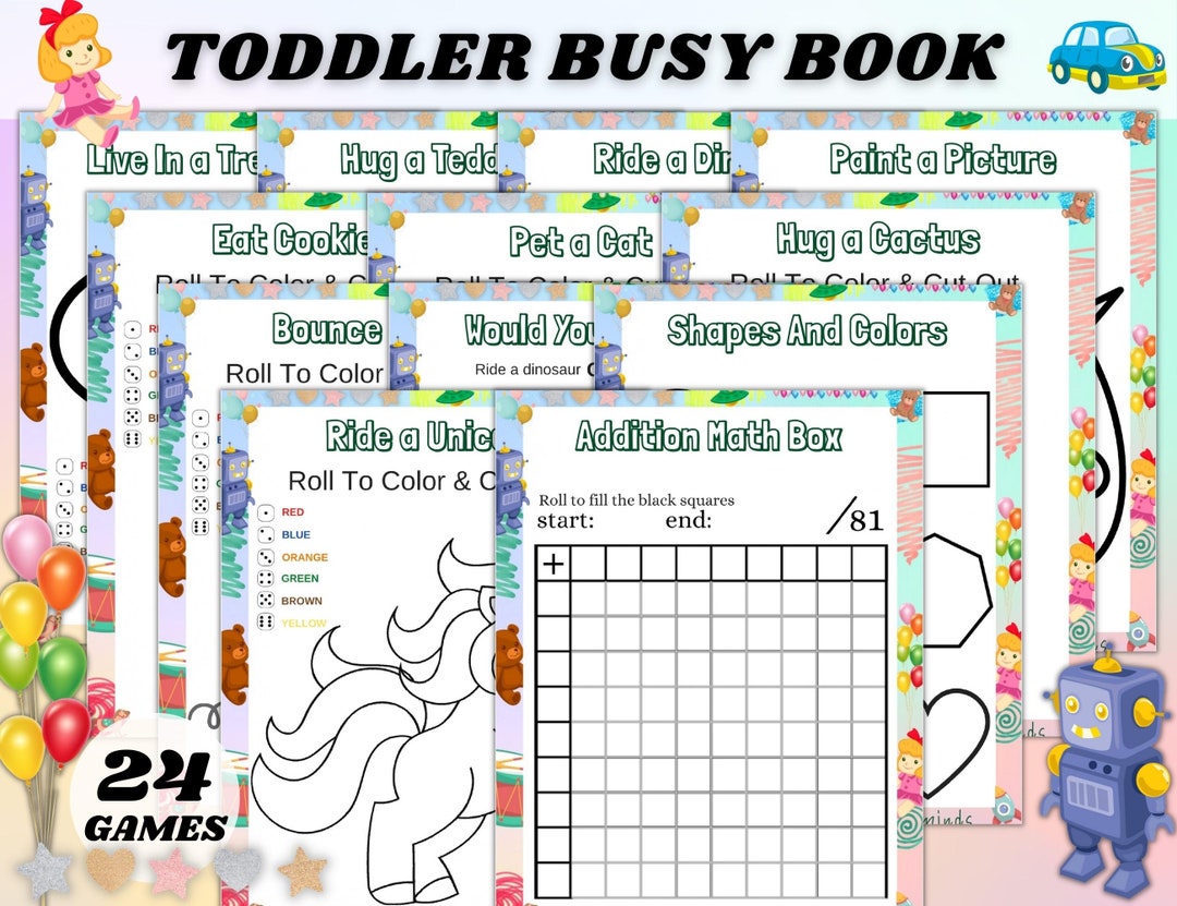 Toddler Busy Book Dice Games, Printable Busy Book for Toddlers, PDF ...