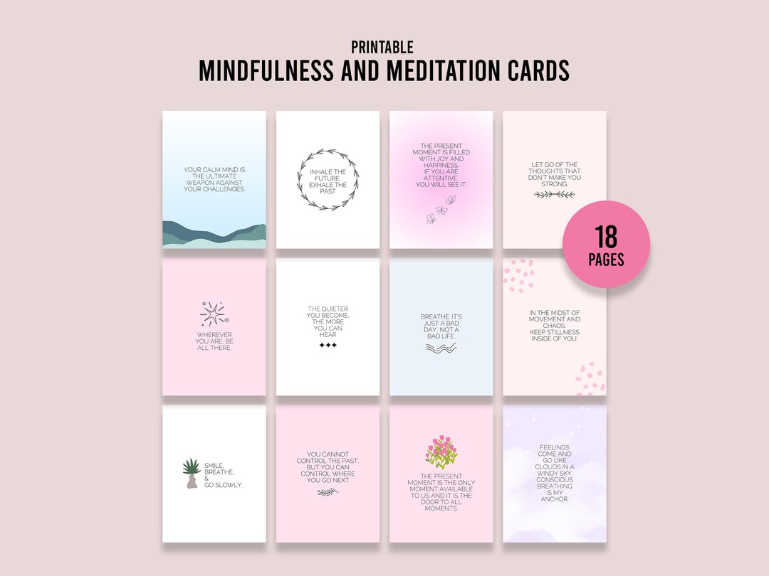 Mindfulness and Meditation Cards, Printable Affirmation Card, Positive ...