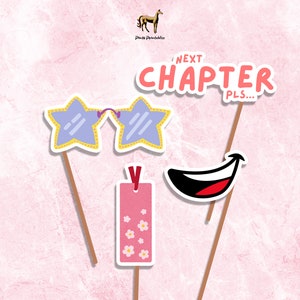 Photo Booth Props for Book Lover, Book Fair Props Template, Instant ...