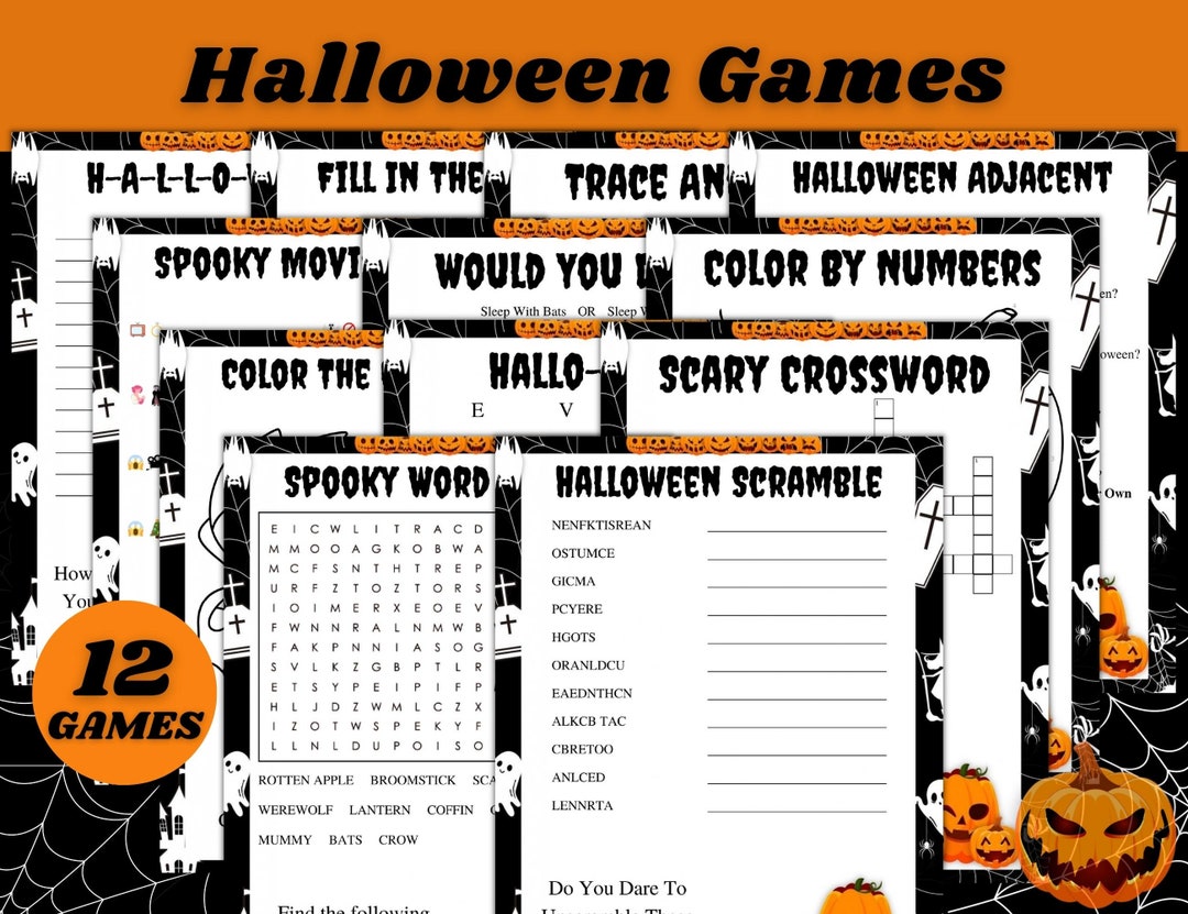 Halloween Games Bundle, October Kids Printable Games, Digital Download ...