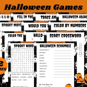 Halloween Games Bundle, October Kids Printable Games, Digital Download ...
