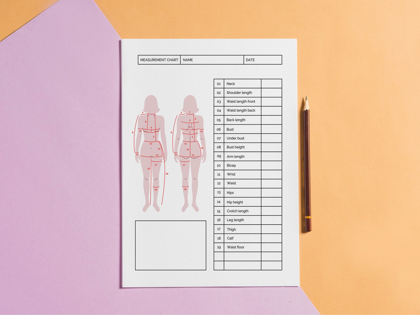 Sewing Measurement Chart, Body Size Chart, Sewing Worksheet, Instant ...