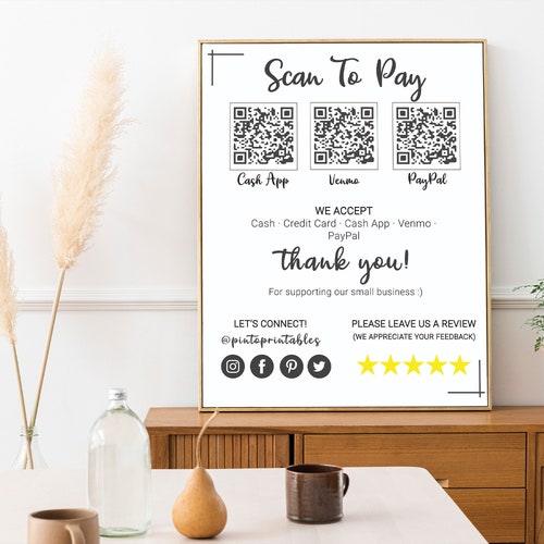 Editable QR Code Sign Printable Payment Sign Scan to Pay - Etsy