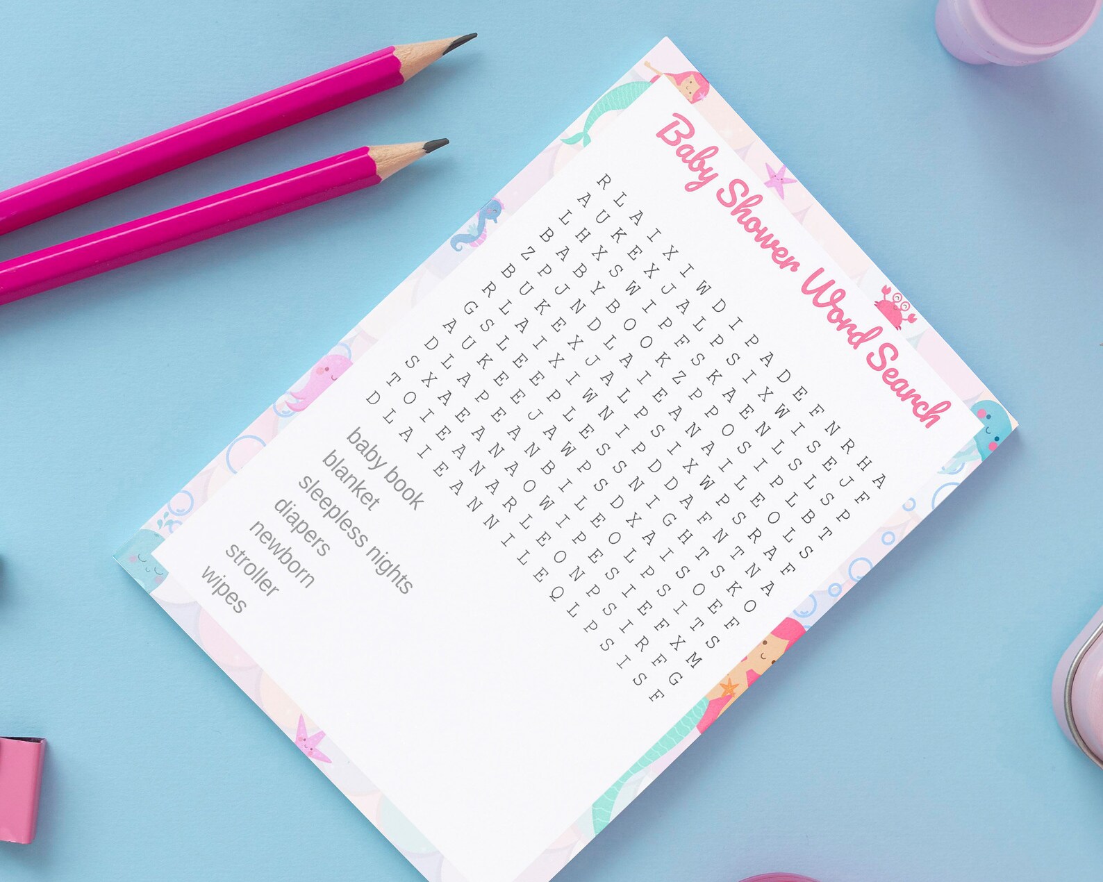 Mermaid Baby Shower Games Baby Shower Printable Games PDF - Etsy