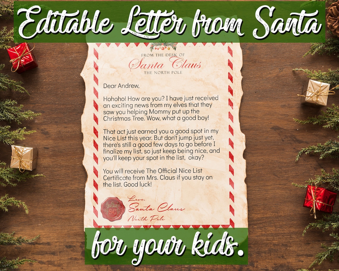 Editable Letter From Santa Santa Cam Letter Printable - Etsy