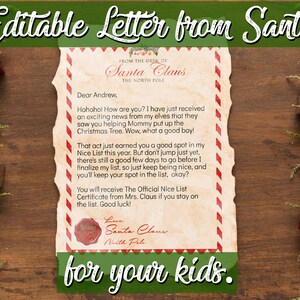 Editable Letter From Santa, Santa Cam Letter Printable, Printable Nice ...