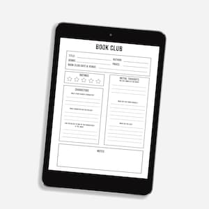 Printable Book Club Discussion, Book Review, Book Club Printables ...