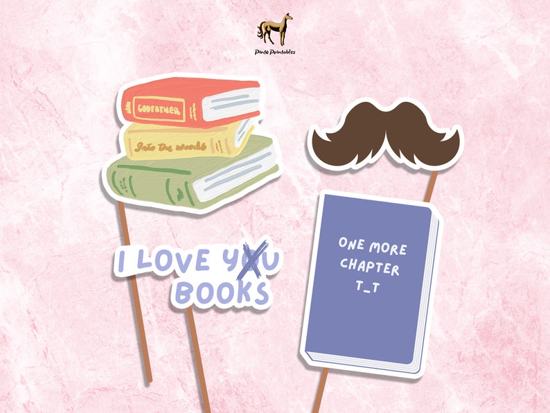 Photo Booth Props for Book Lover, Book Fair Props Template, Instant ...