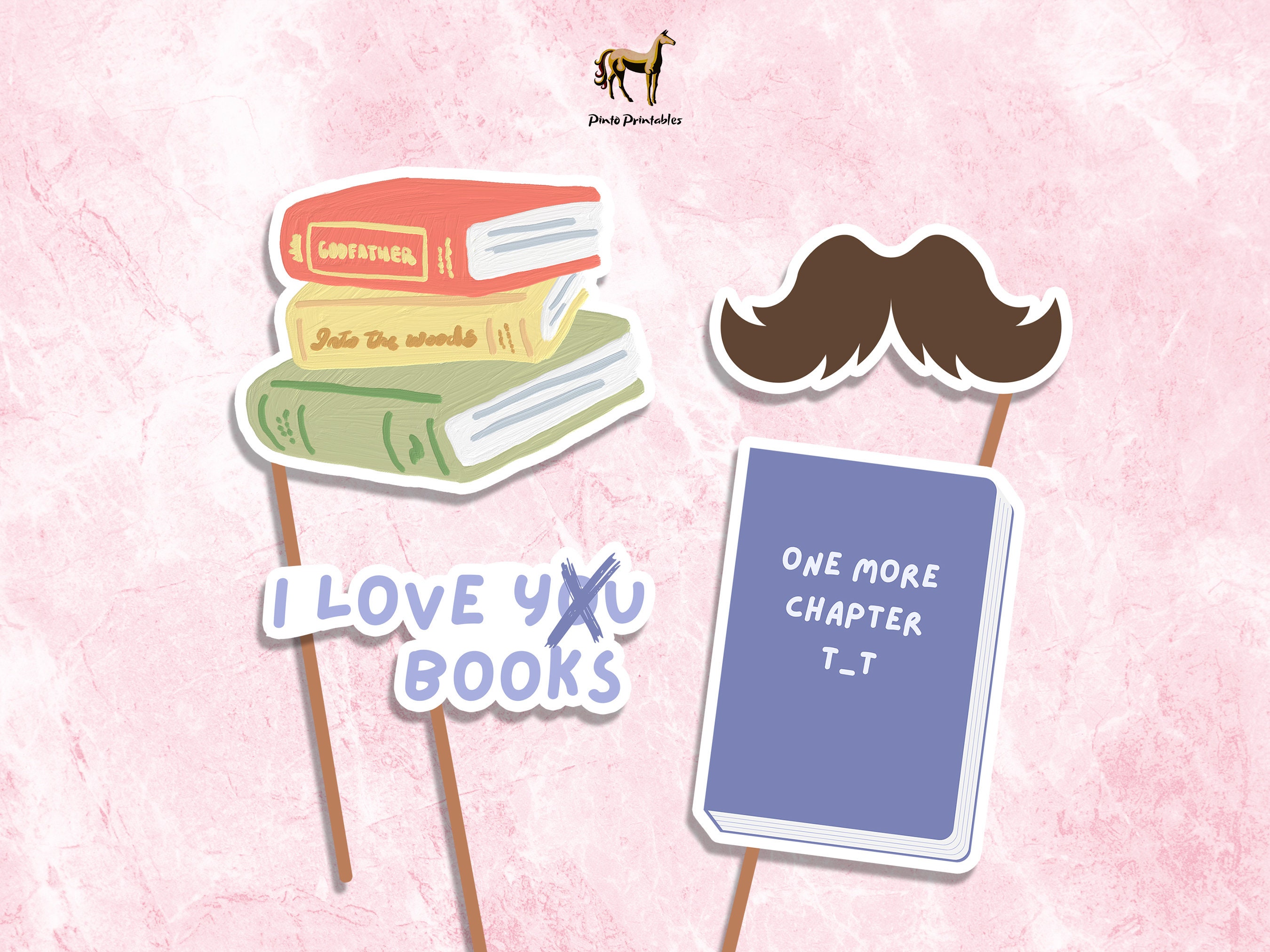 Photo Booth Props for Book Lover, Book Fair Props Template, Instant ...