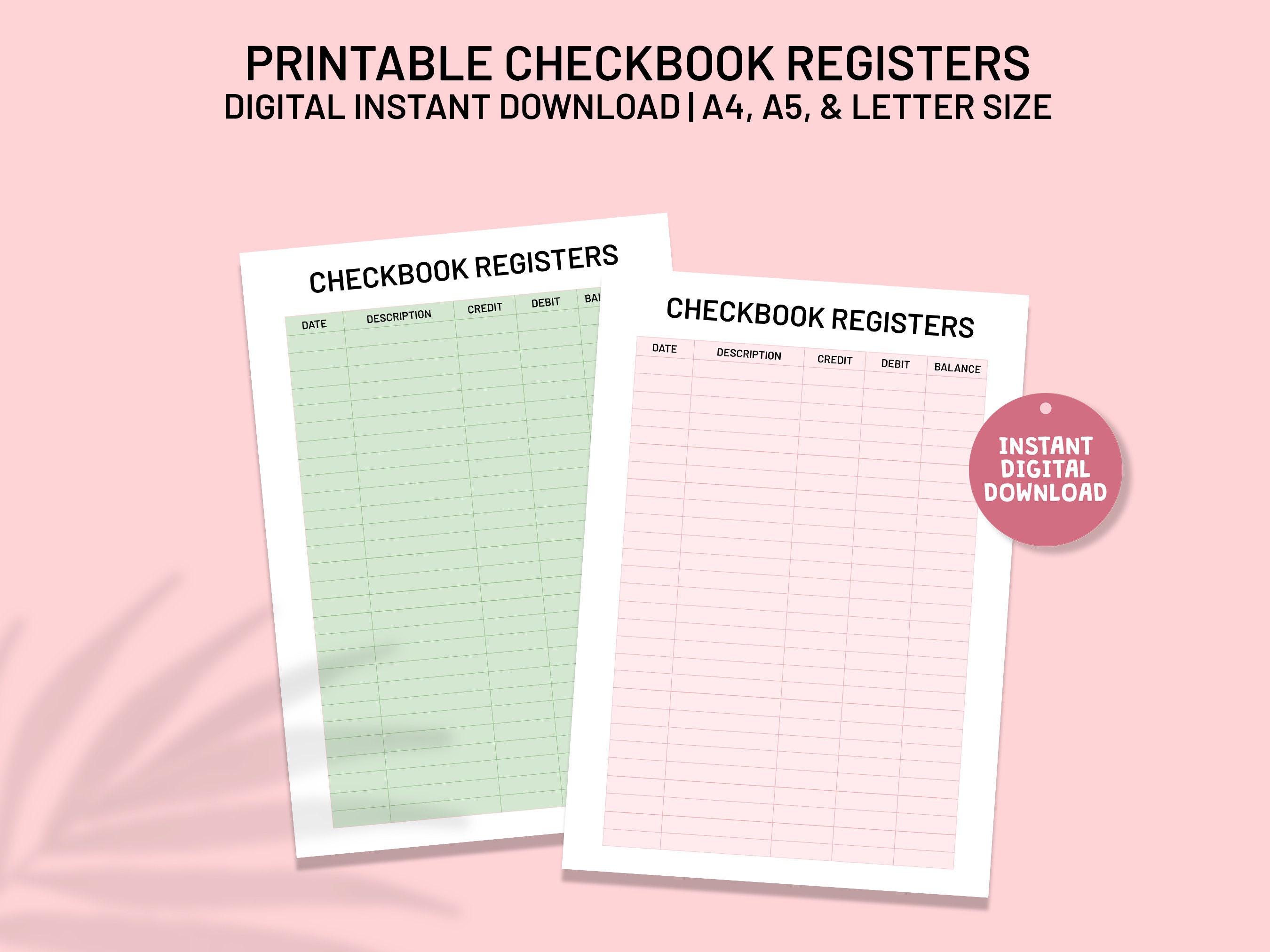 Printable Checkbook Registers Tracker Printable Digital - Etsy