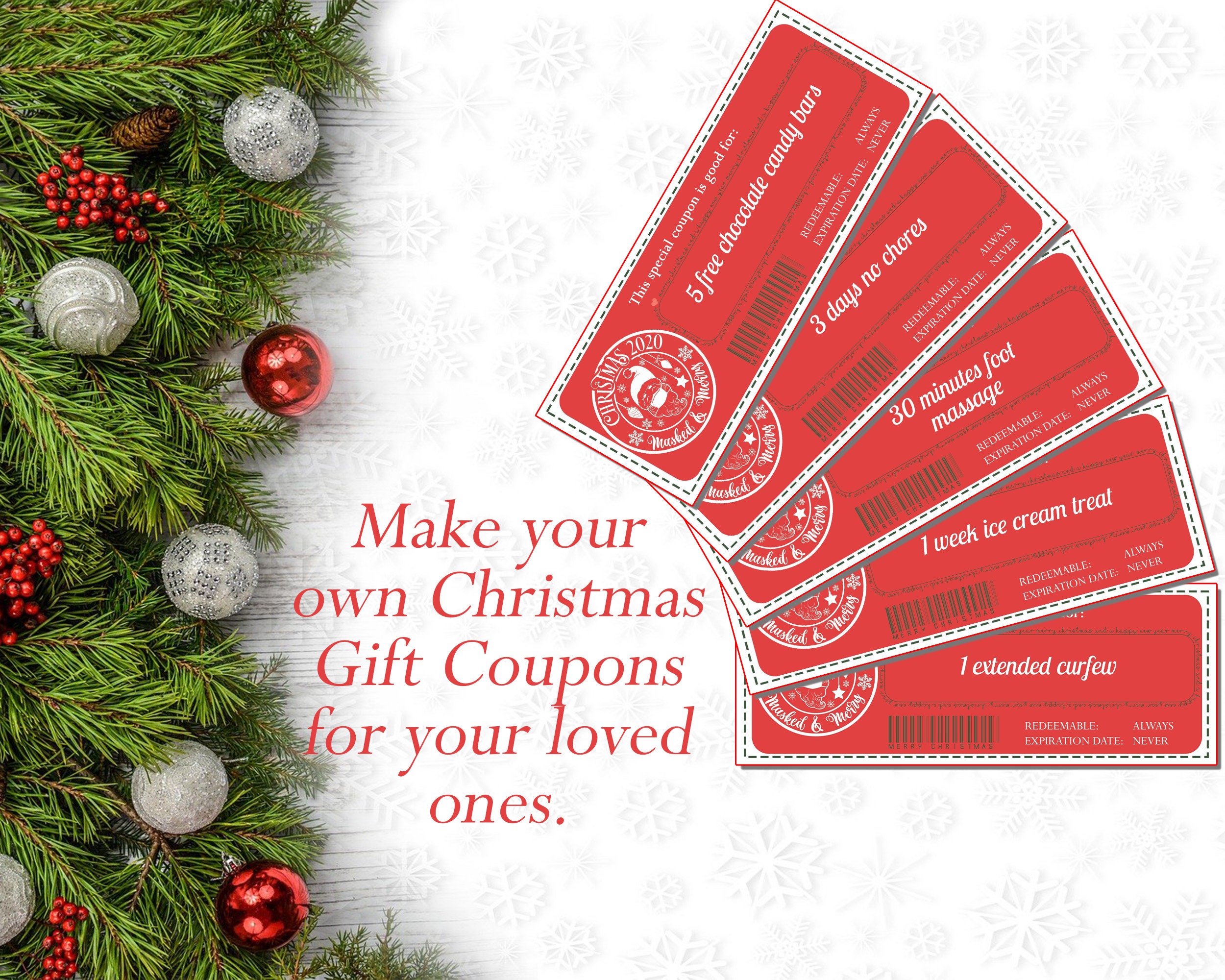 Editable Christmas Coupons, Printable Christmas Vouchers Gift ...
