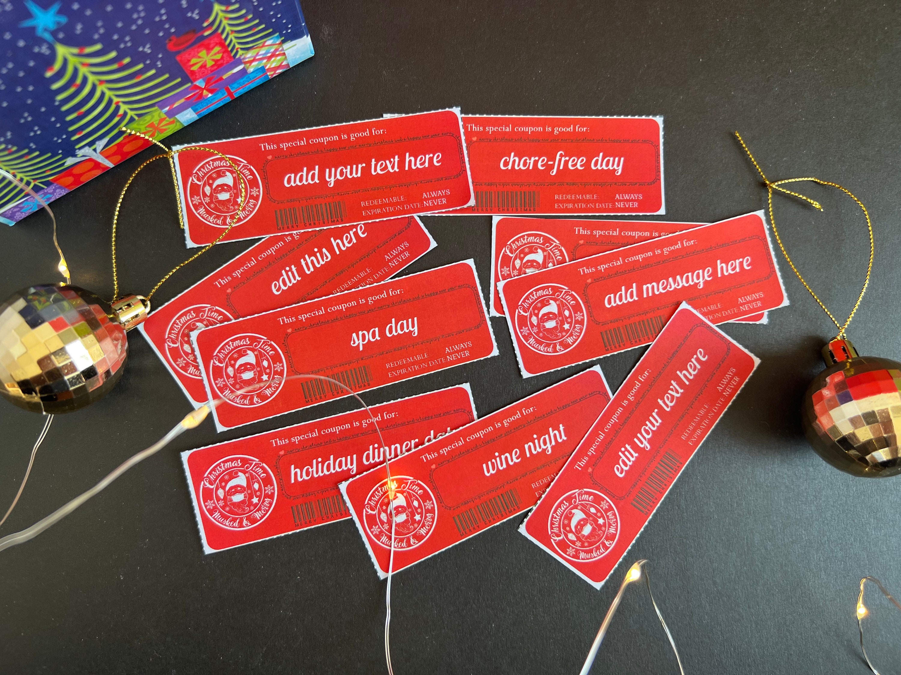 Editable Christmas Coupons, Printable Christmas Vouchers Gift ...