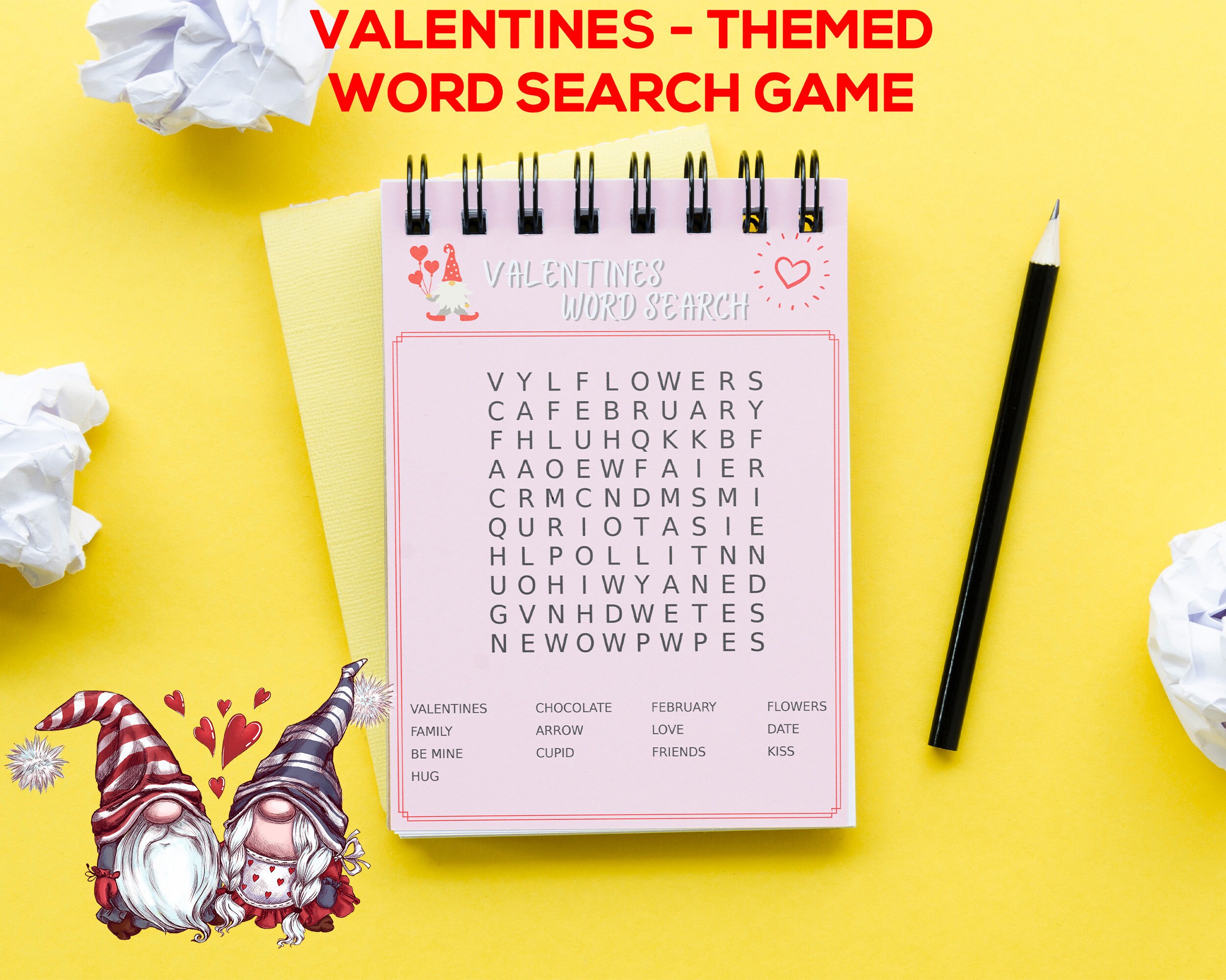Valentines Day Word Search, Valentines Day Printable Game, Digital ...