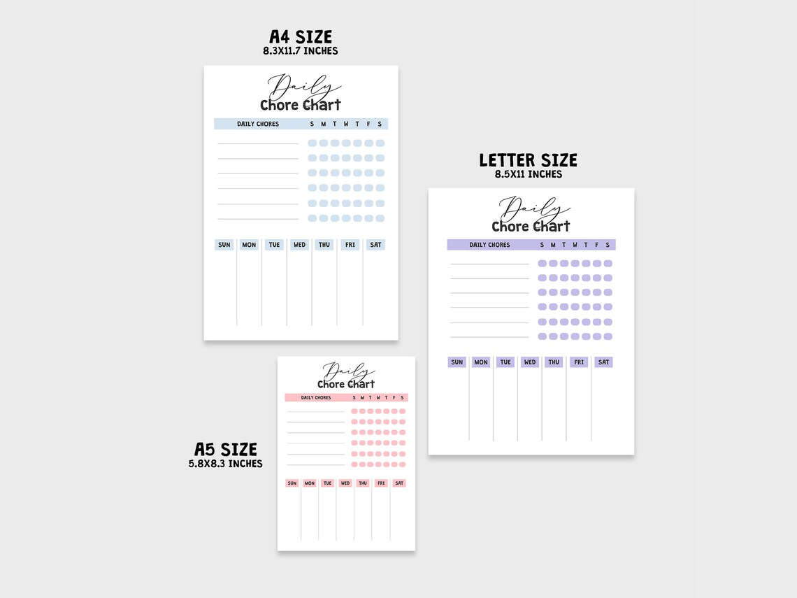 Kids Daily Chore Chart, Routine Checklist, Printable Chore Chart ...