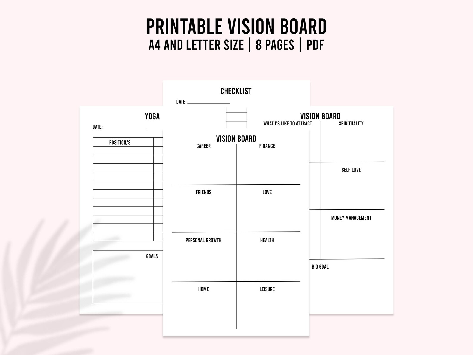 Printable Vision Board, Digital Download PDF, Vision Board Kit ...