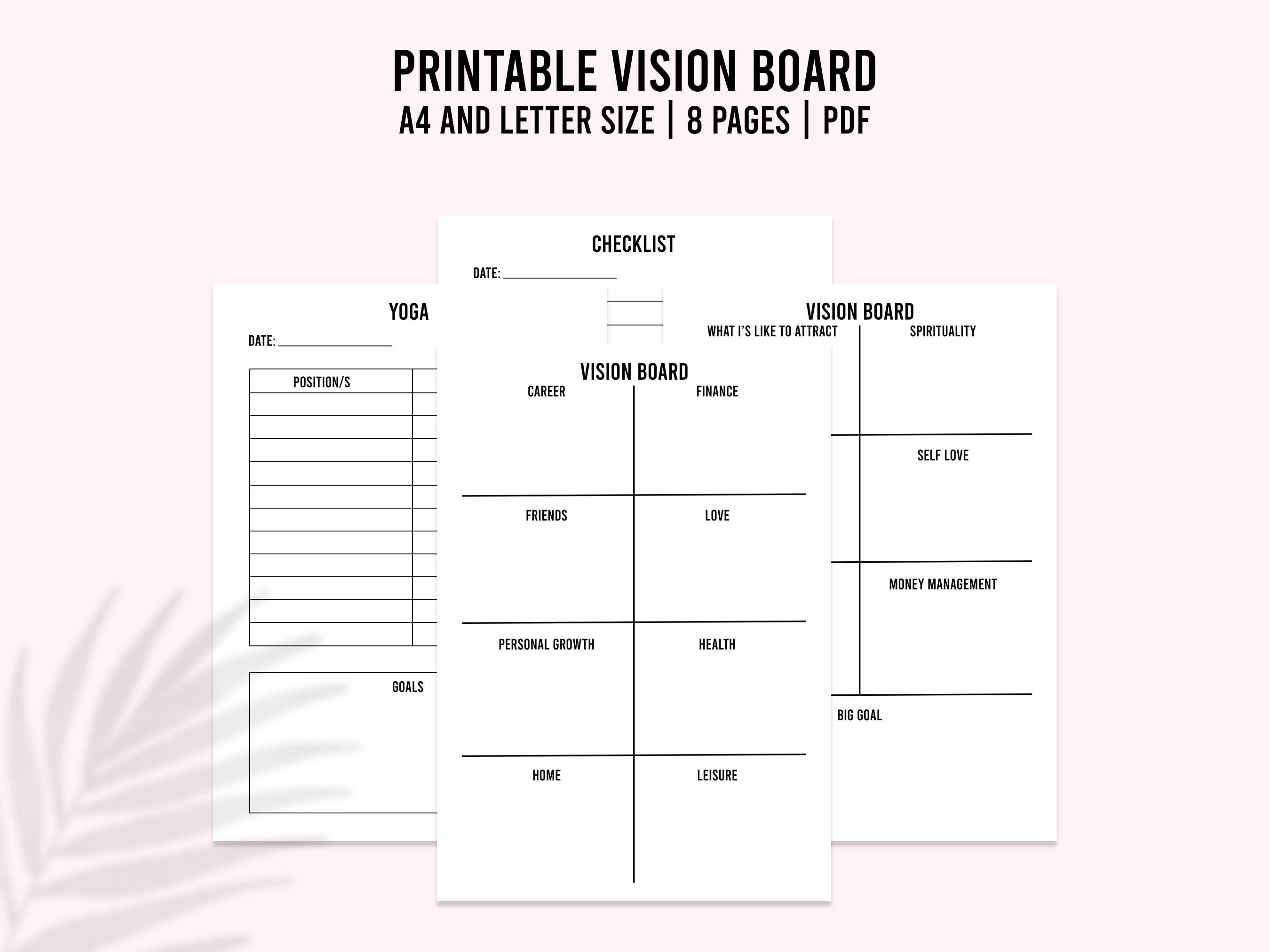 Printable Vision Board, Digital Download PDF, Vision Board Kit ...