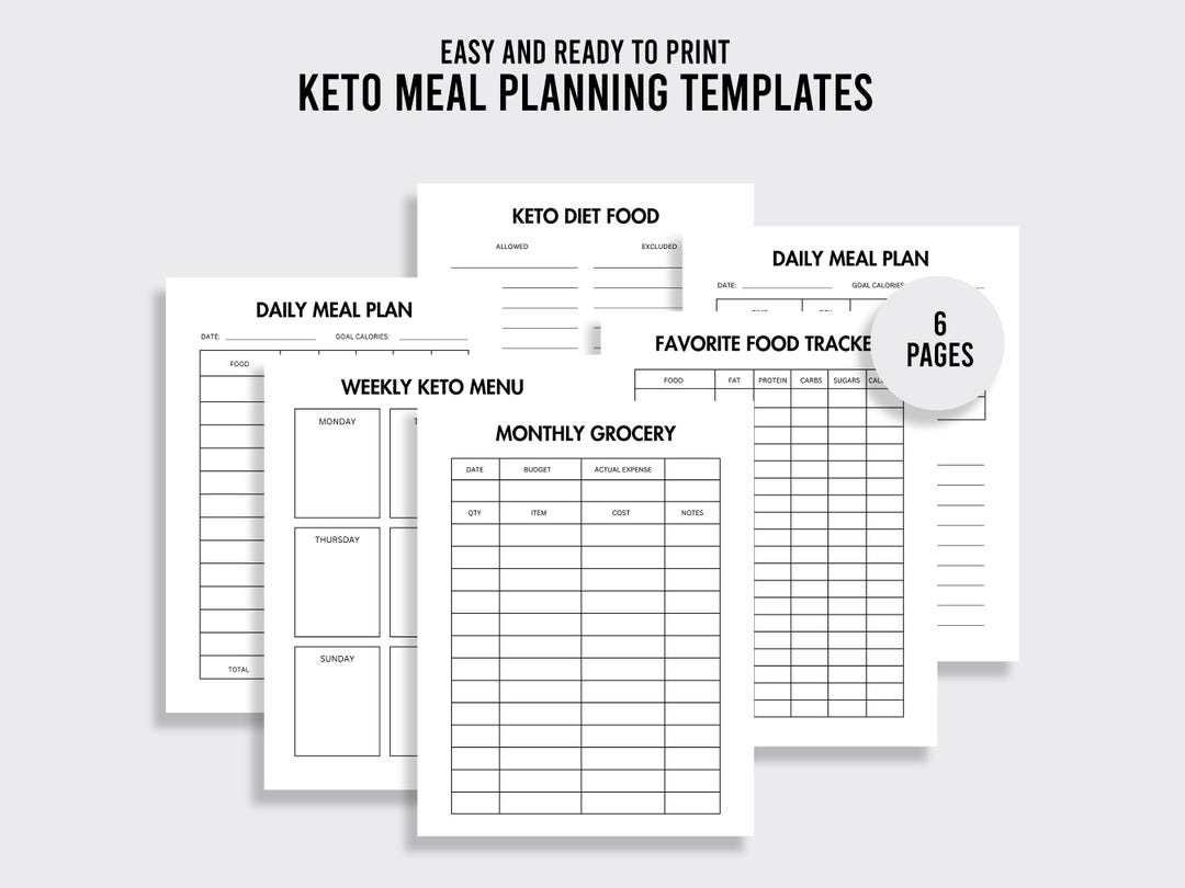 Printable Keto Meal Planning Templates, Keto Diet Planner, Weekly Menu ...