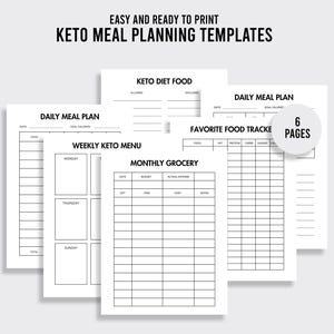 Printable Keto Meal Planning Templates, Keto Diet Planner, Weekly Menu ...