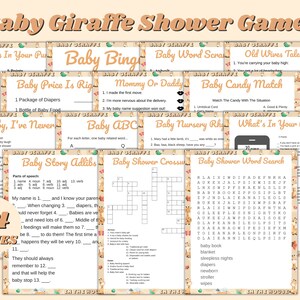 Giraffe Baby Shower Games, Baby Shower Printable Games, PDF Download - Etsy