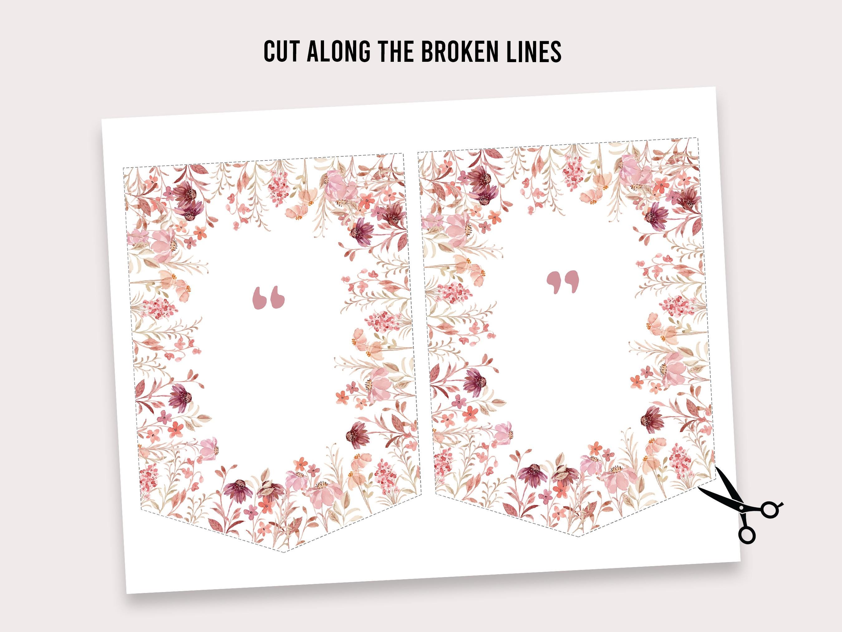DIY Paper Party Banners, Floral Birthday Banner Template, Digital ...