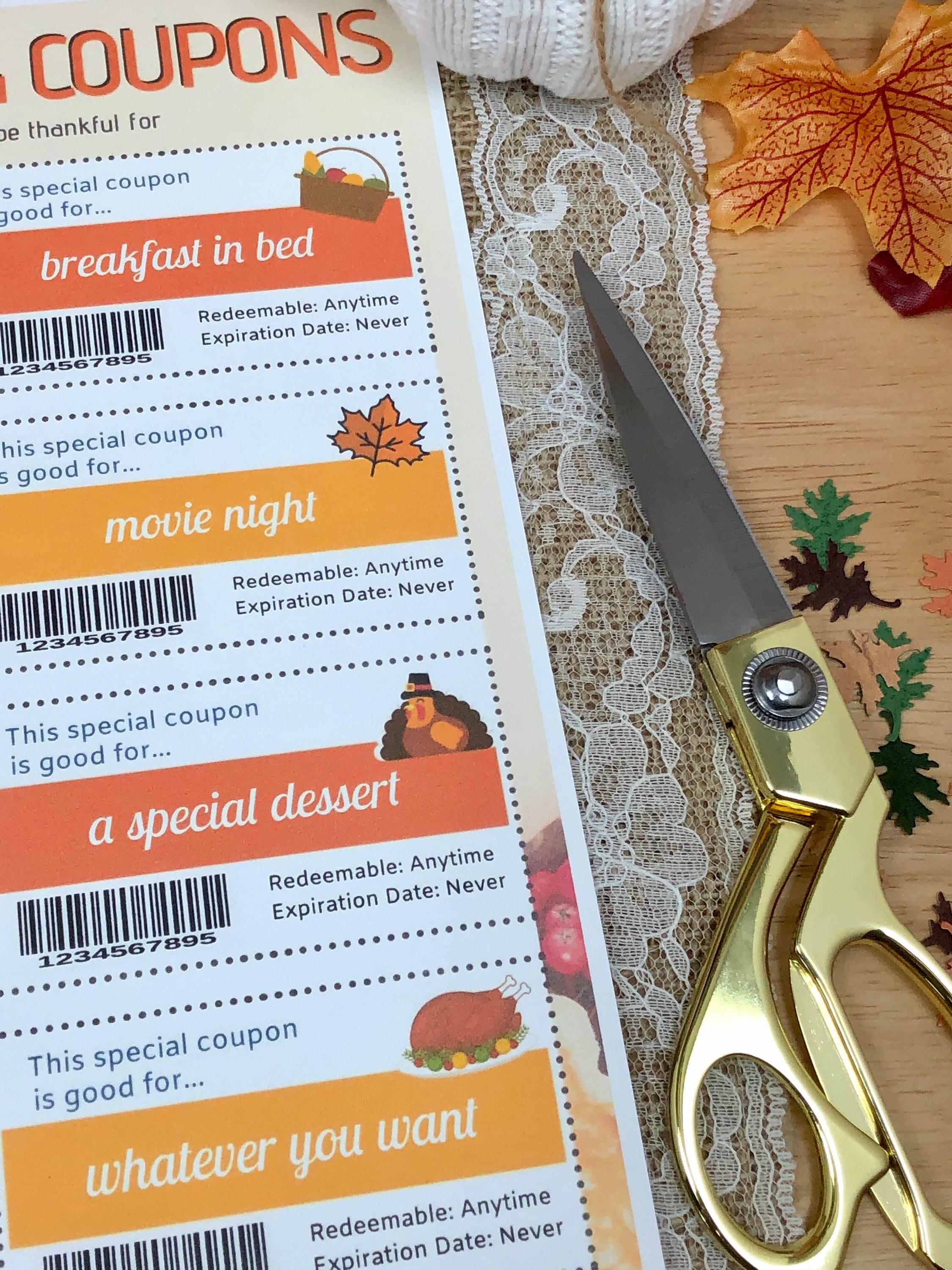 Editable Thanksgiving Coupons, Thanksgiving Gift Coupons, Thanksgiving ...