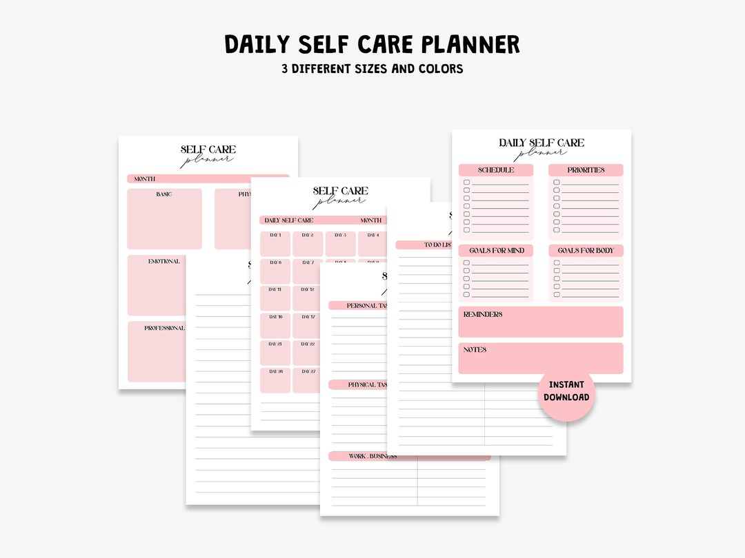 Daily Self-care Planner, Self-care Journal Pages, Wellness Planner ...