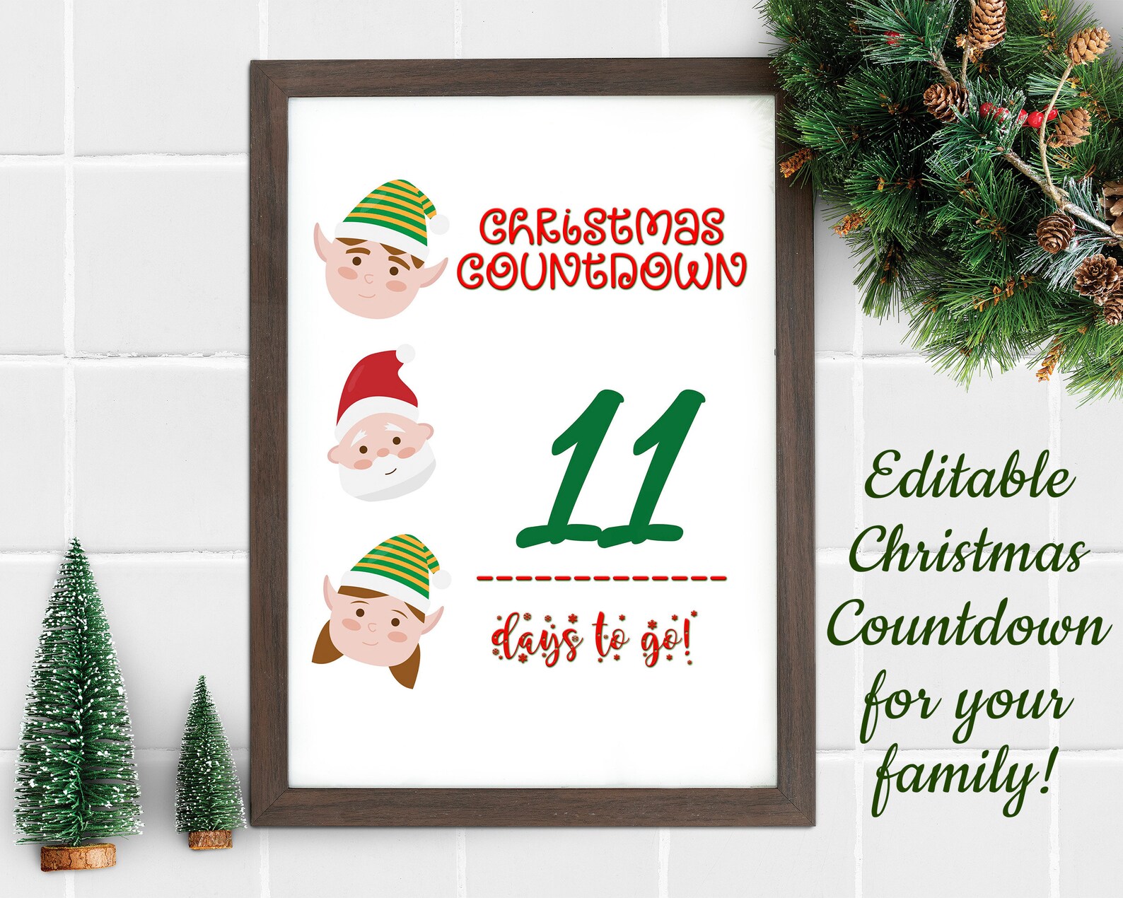 Editable Christmas Countdown Calendar Pages Countdown to - Etsy