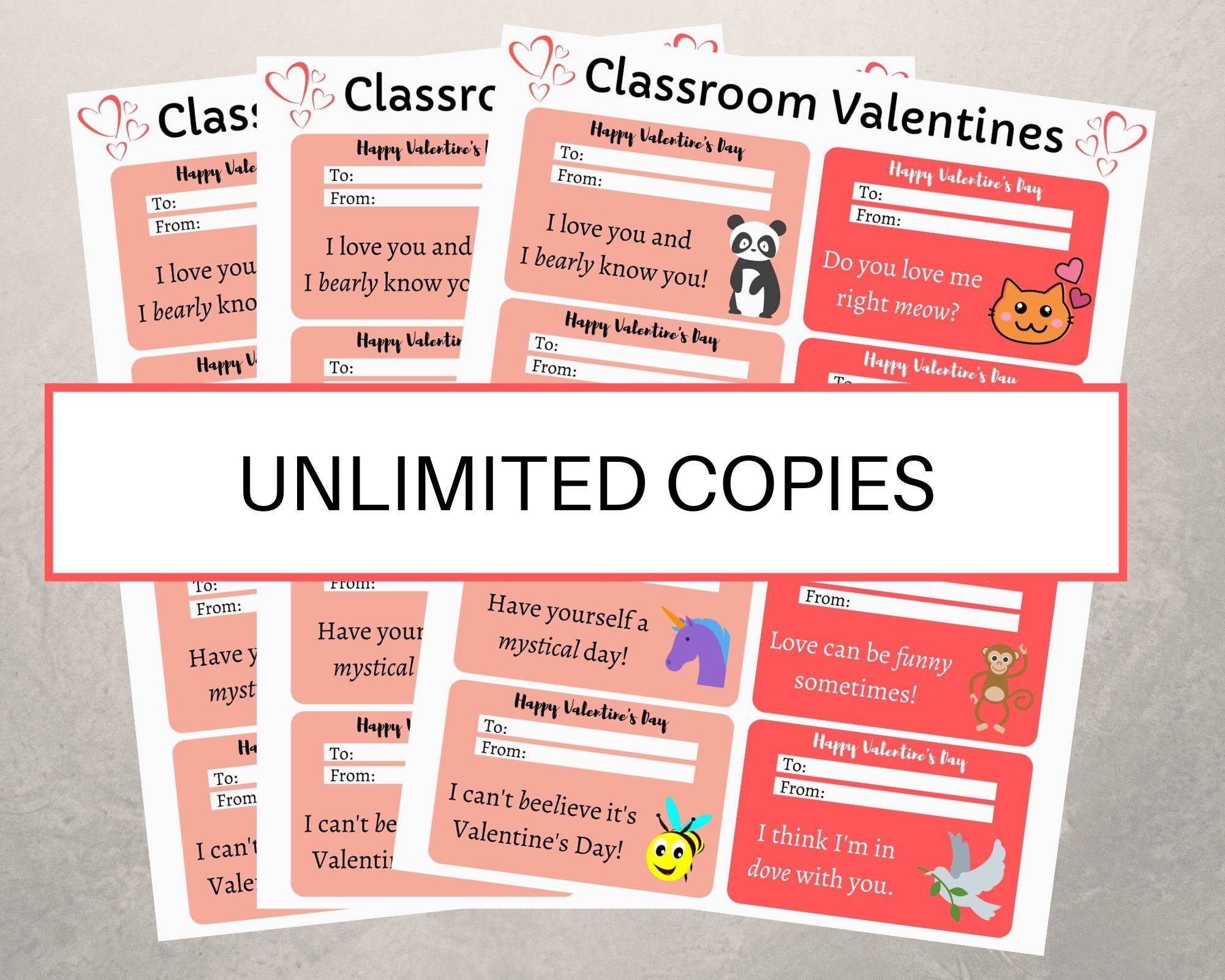 Classroom Valentines, Printable Valentines for the Classroom, Kids ...
