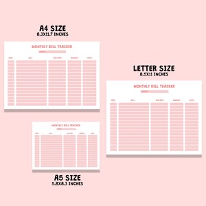 Printable Monthly Bill Tracker, Budget Template, Printable Budget ...