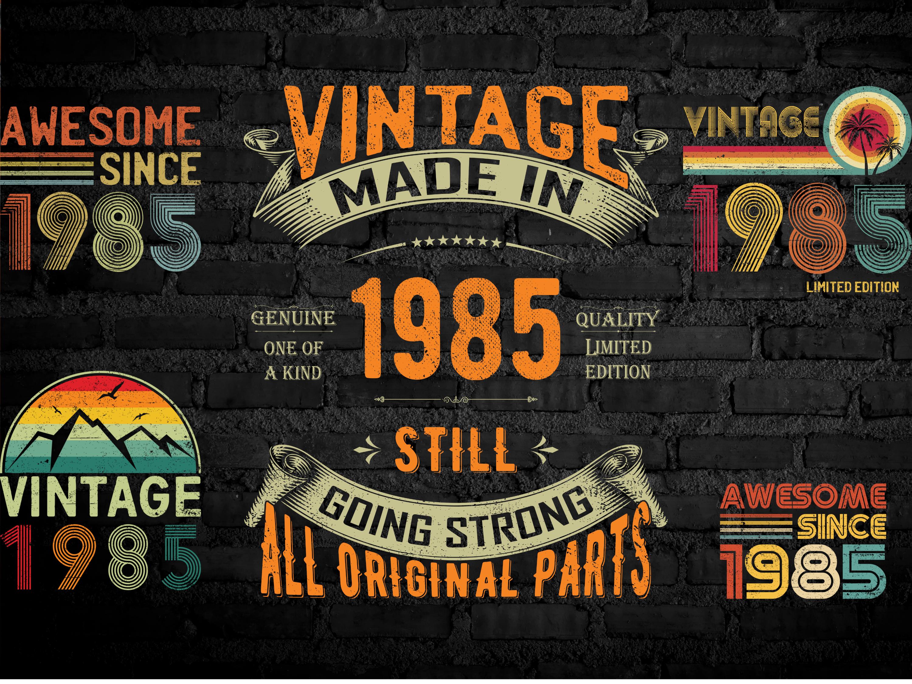 Vintage 1985 T-shirt Design Bundle Set of 5 PNG Files - Etsy