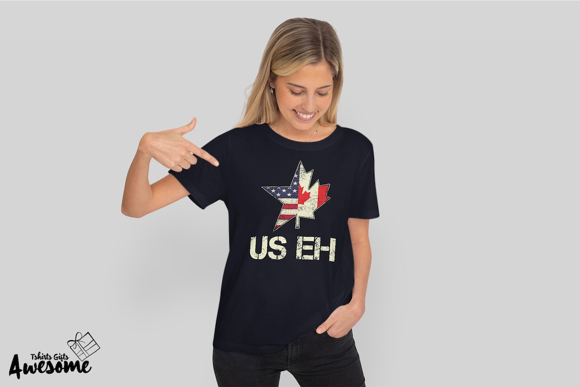 Vintage US EH Leaf Canadian American Flag PNG America Canada | Etsy