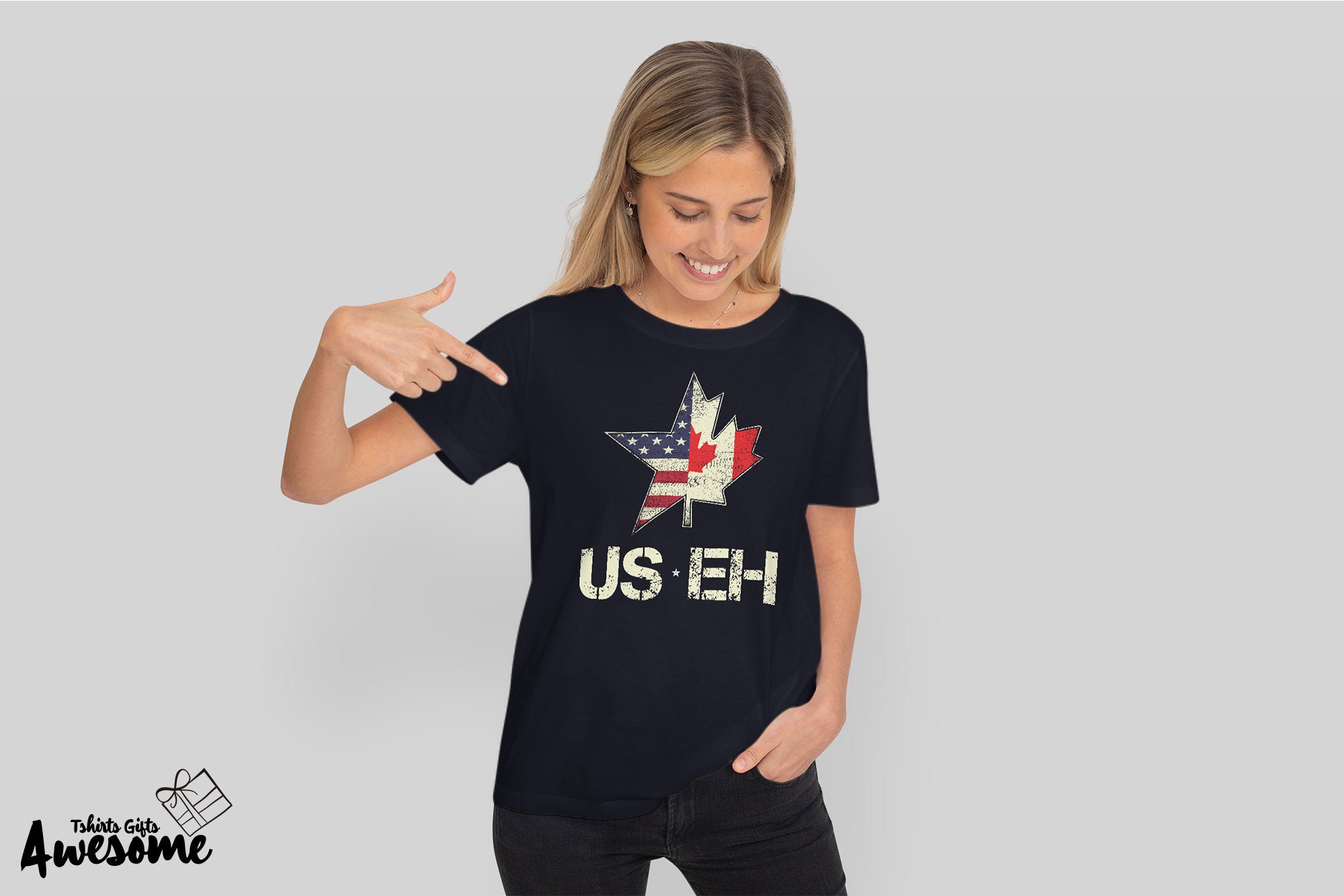 Vintage US EH Leaf Canadian American Flag PNG America Canada Patriotic ...