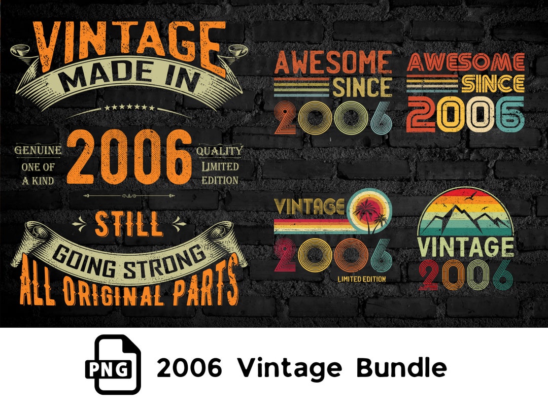 Vintage 2006 T-shirt Design Bundle Set of 5 PNG Files - Etsy