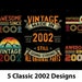 Vintage 2002 T-shirt Design Bundle Set of 5 PNG Files 21st Birthday 21 ...