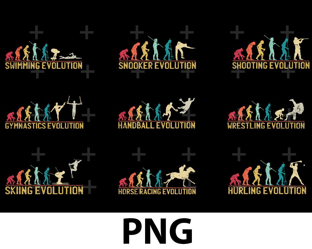 35 Designs Sports and Hobbies Evolution Collection, PNG Format Digital ...