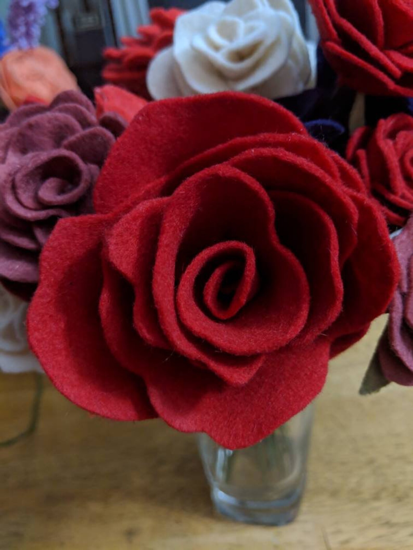 Red Felt Rose - Etsy