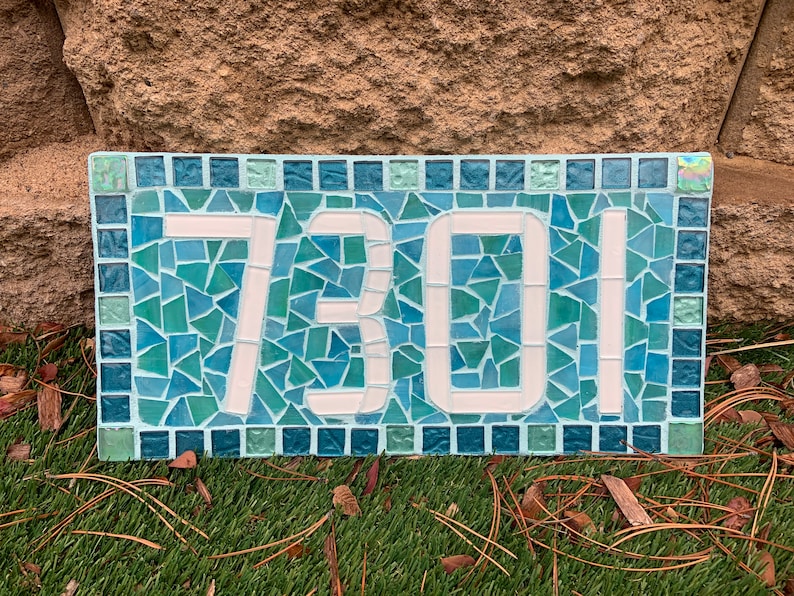 Custom Made Mosaic Address Sign. - Etsy