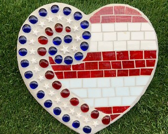 American Flag Garden Stone-stepping Stone-american Decor-garden Decor ...