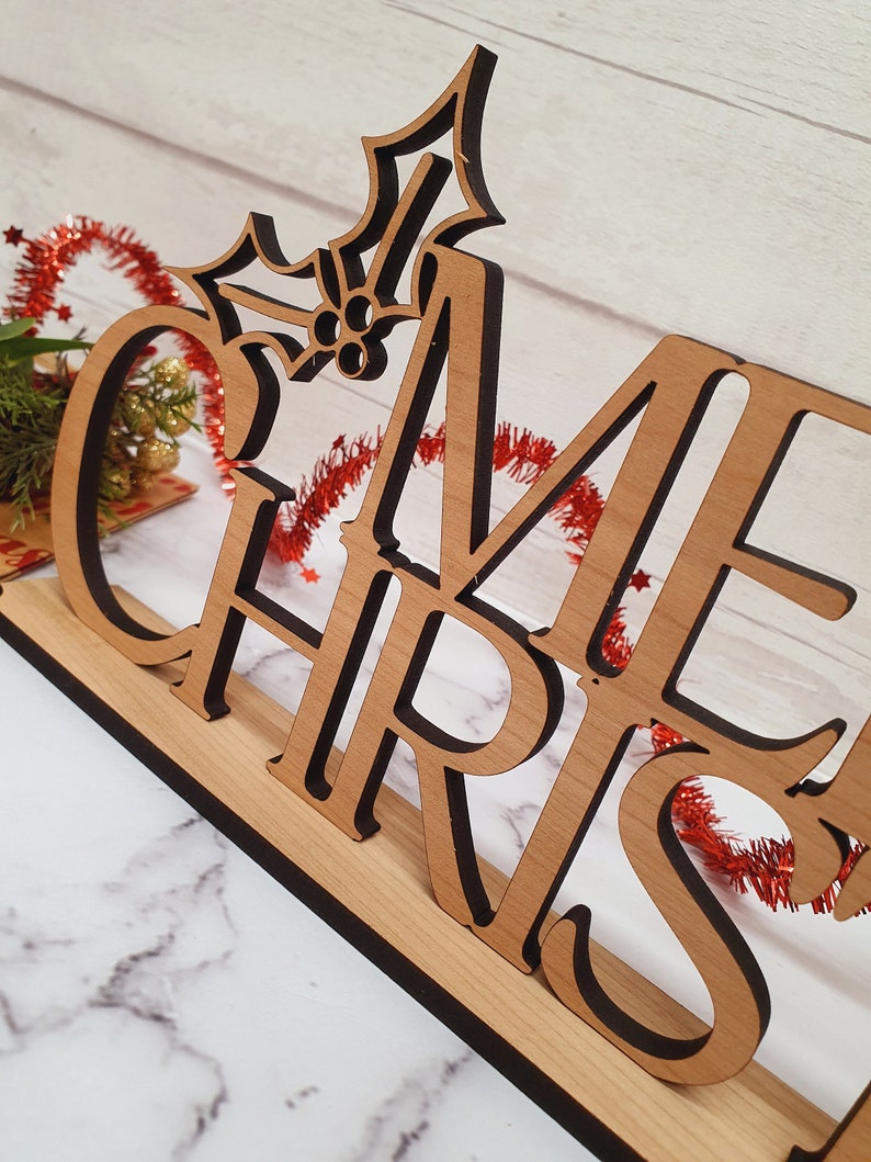 Merry Christmas Large Free Standing Wooden Sign - Etsy UK