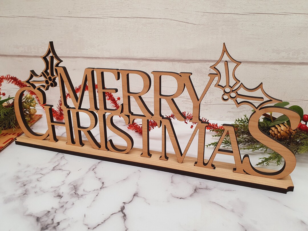 Merry Christmas Large Free Standing Wooden Sign - Etsy UK