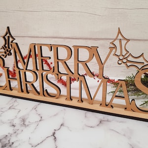 Merry Christmas Large Free Standing Wooden Sign - Etsy UK