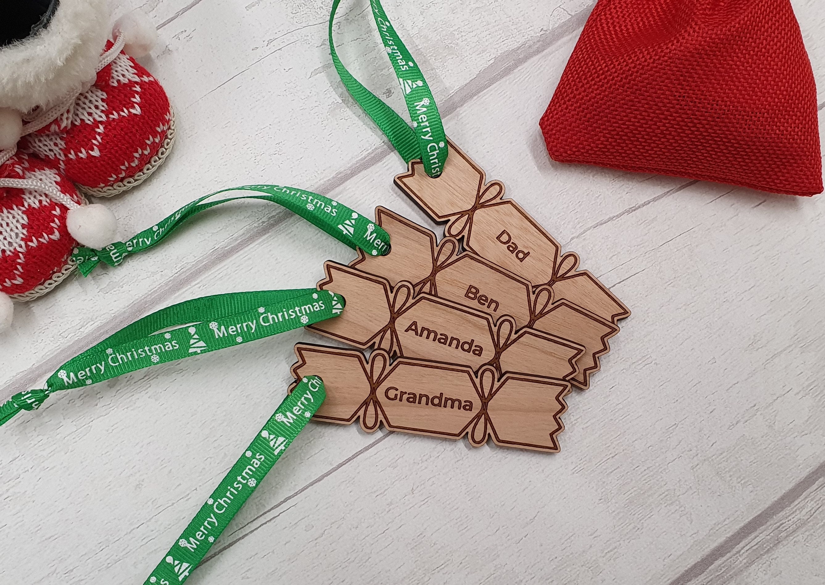 Personalised Christmas Cracker Gift Tag Wooden - Etsy UK