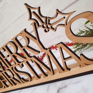 Merry Christmas Large Free Standing Wooden Sign - Etsy UK