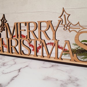 Merry Christmas Large Free Standing Wooden Sign - Etsy UK