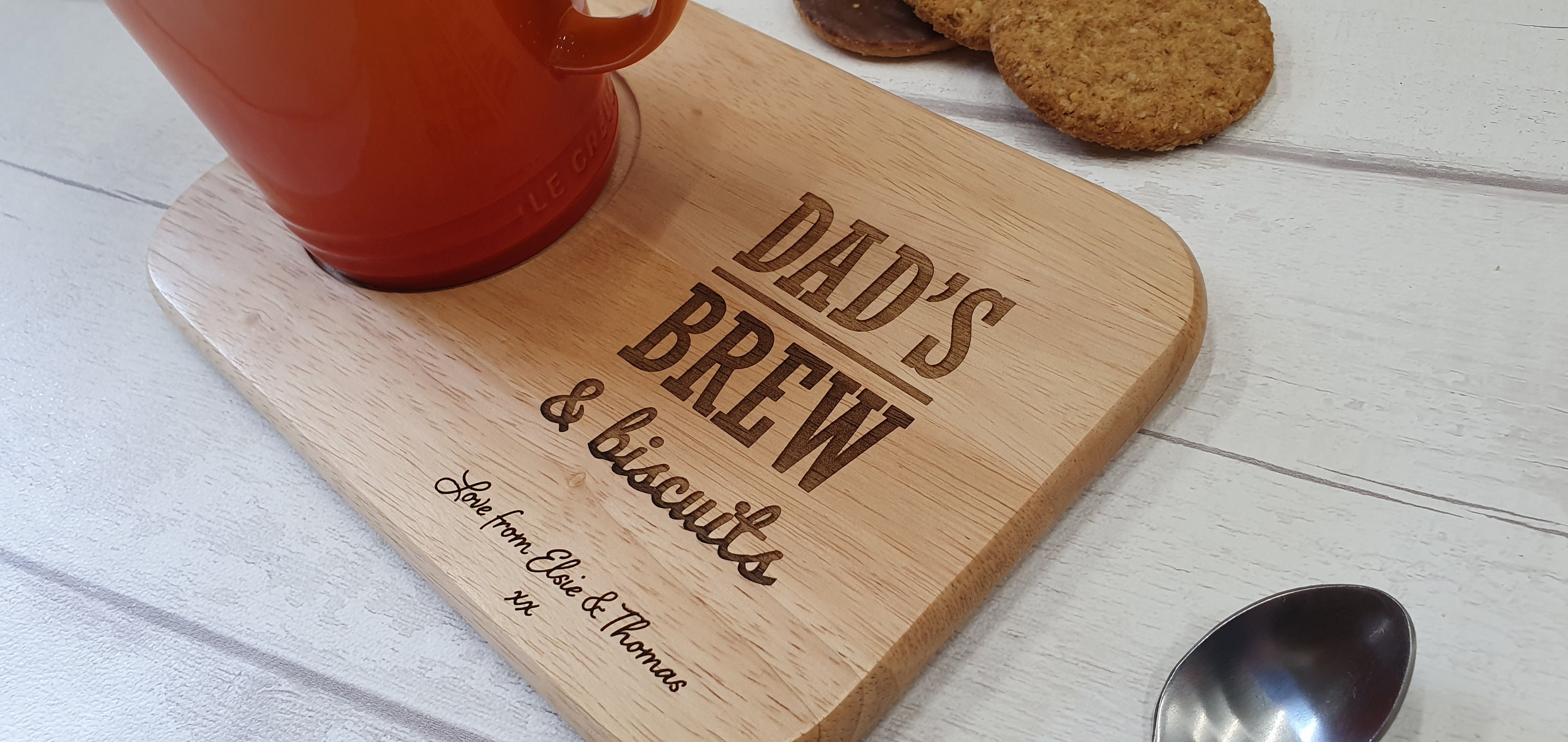 Dad Grandad Tea 'n' Biscuit Board Personalised | Etsy UK