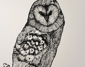 Owl Ink Drawing | Etsy
